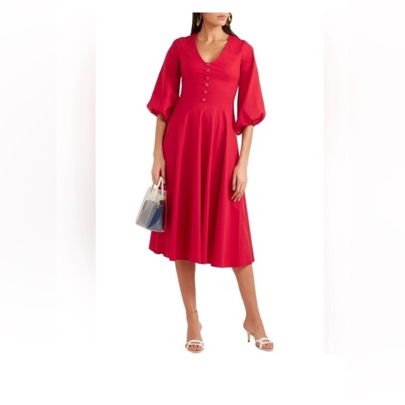 STAUD | Dresses | Staud Veronica Stretch Cottonpoplin Midi Fit And ...